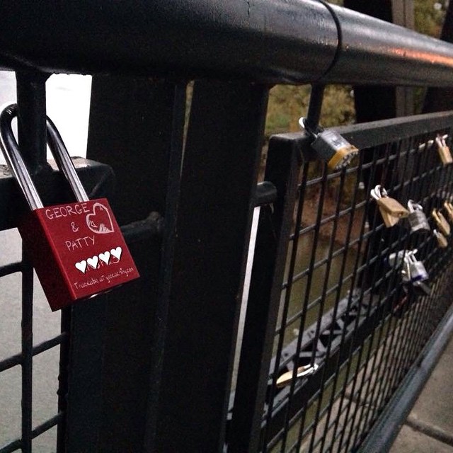 We attached our love lock to the Robert Redden Footbridge ...